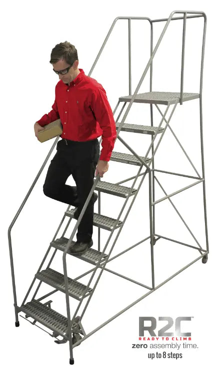 Easy Slope Rolling Ladder - 50 Degree Rolling Ladder - FAI